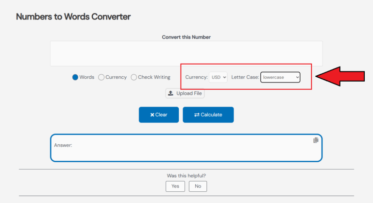 Numbers to Words Converter