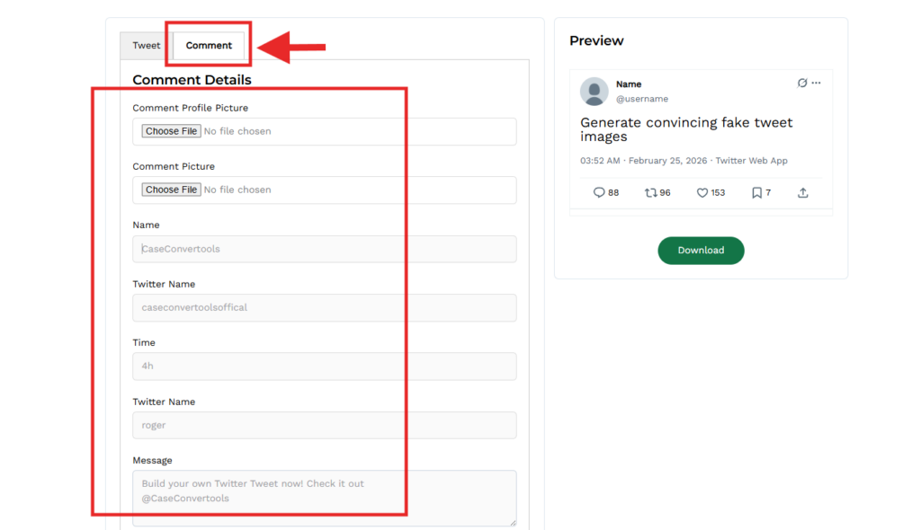 Fake Tweet Generator - Case Converter